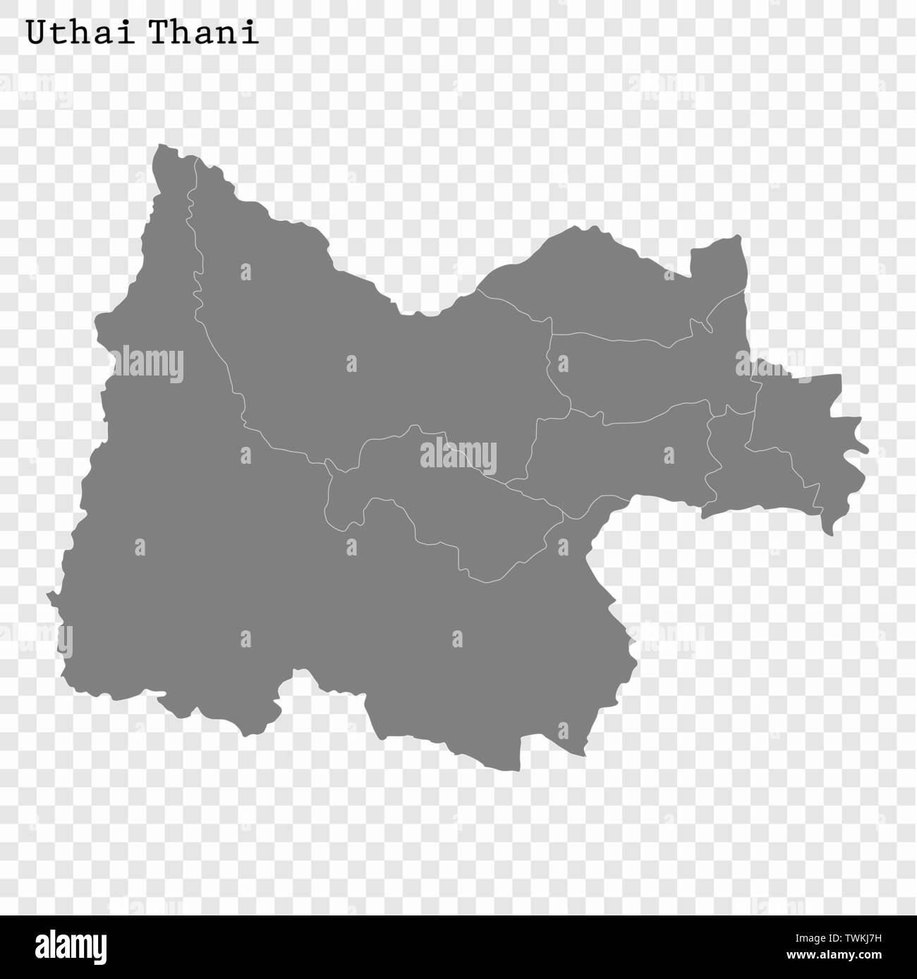 High Quality map of Uthai Thani is a province of Thailand, with borders ...