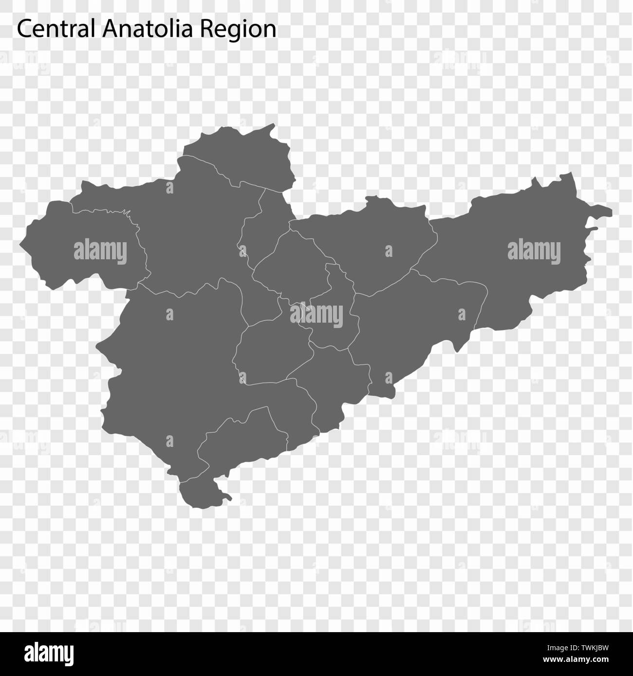 High Quality map of Central Anatolia is a region of Turkey, with ...