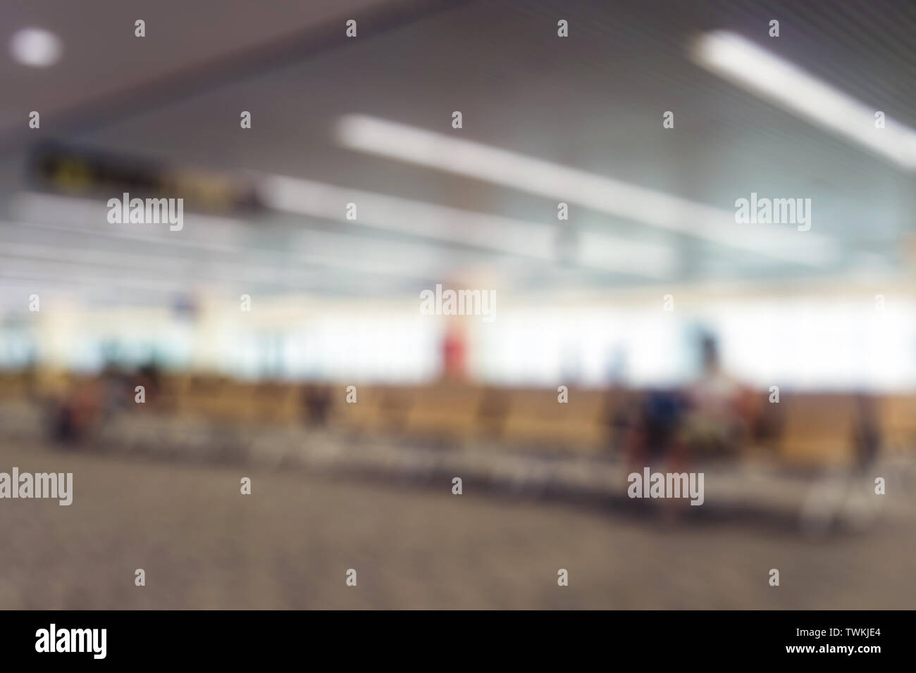 Blurred scene of passenger waiting in terminal gate at the airport ...