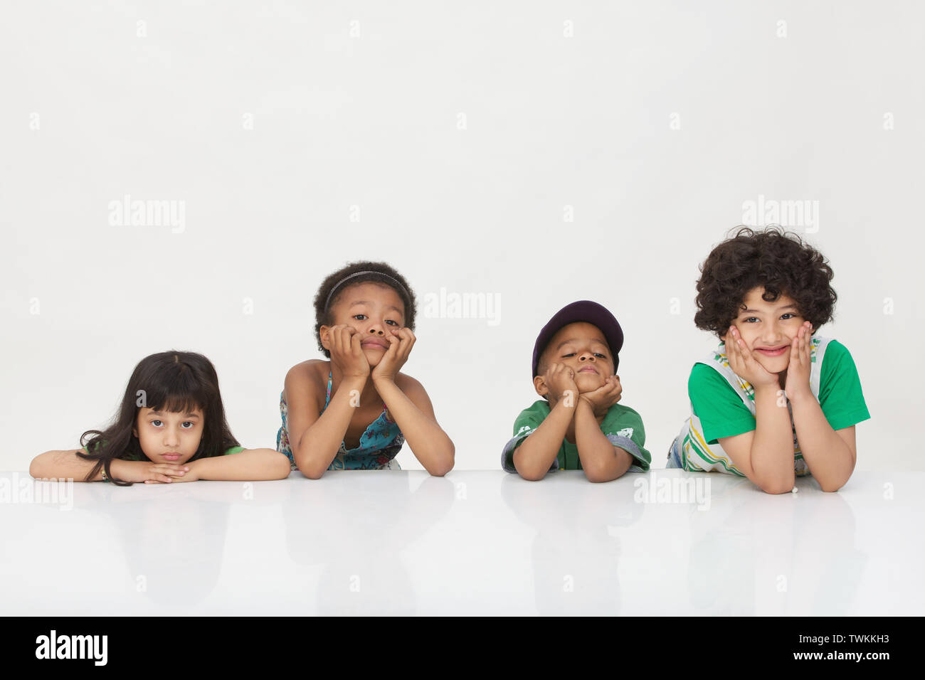 Group of children in a row Stock Photo - Alamy