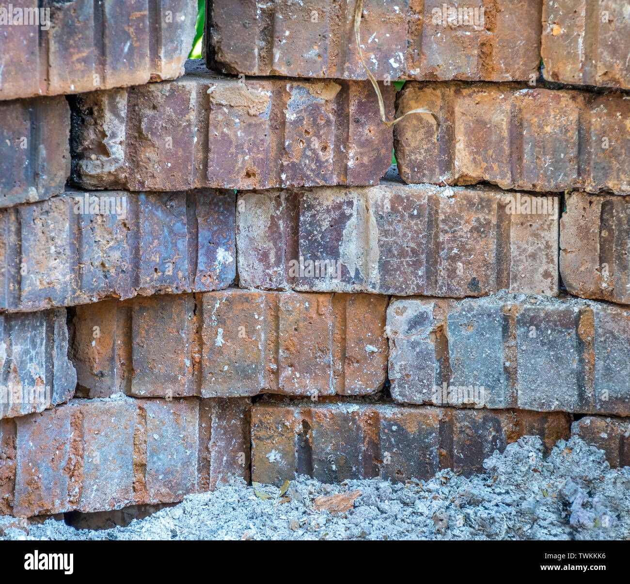 Ashes and burnt bricks isolated up close image for background use with ...