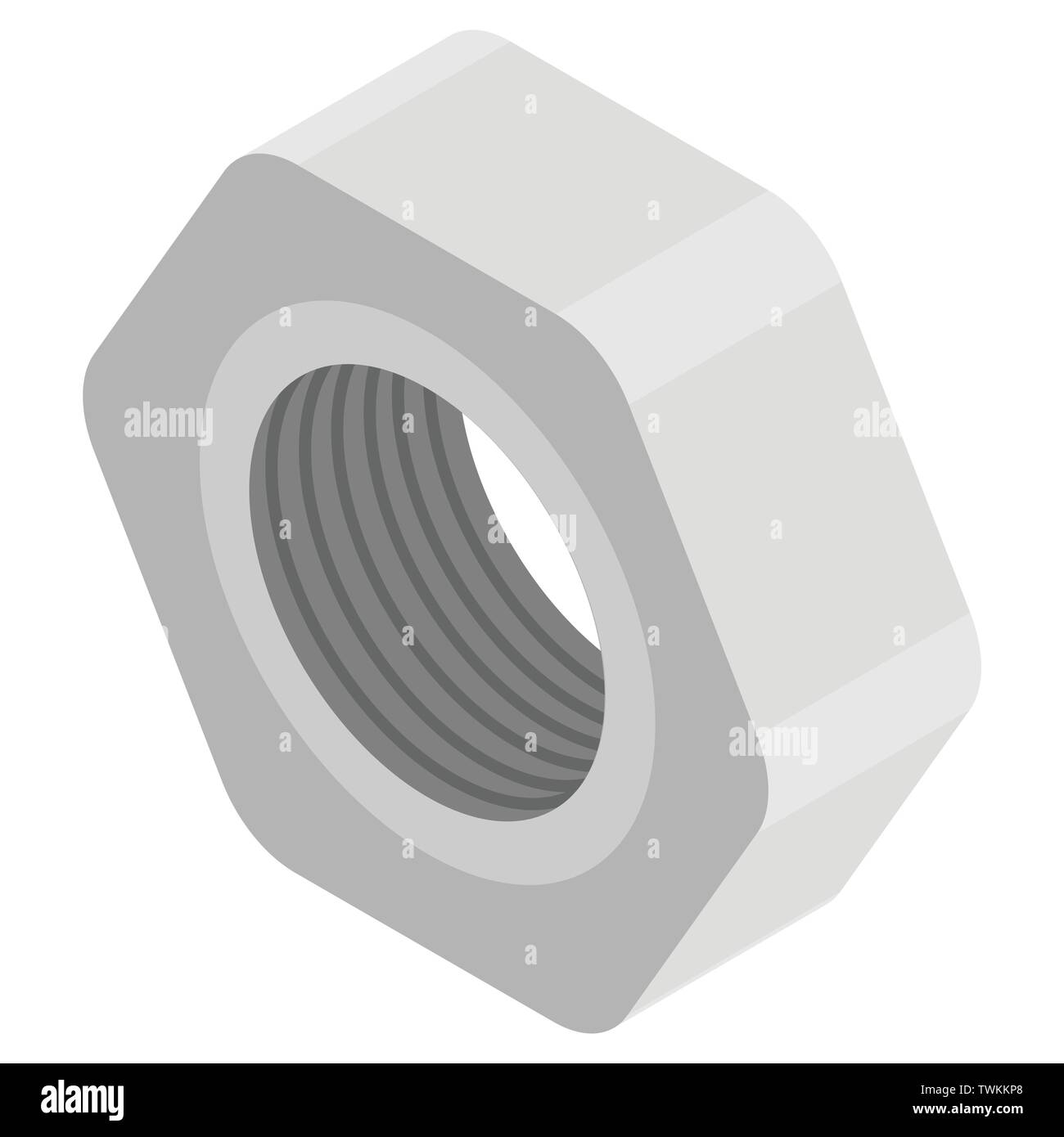 Metal screw vector isolated on white. Stainless nuts isometric view ...
