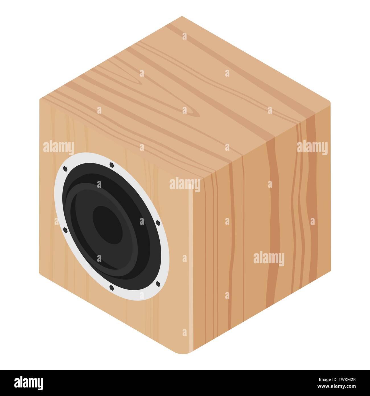 Subwoofer wooden design isometric view isolated on white background ...