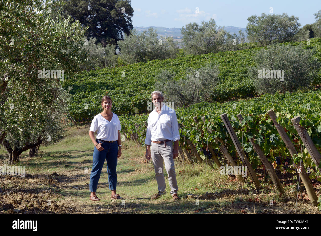 Italy, Montalcino, Podere Giodo winery, Carlo and Bianca Ferrini. Carlo ...