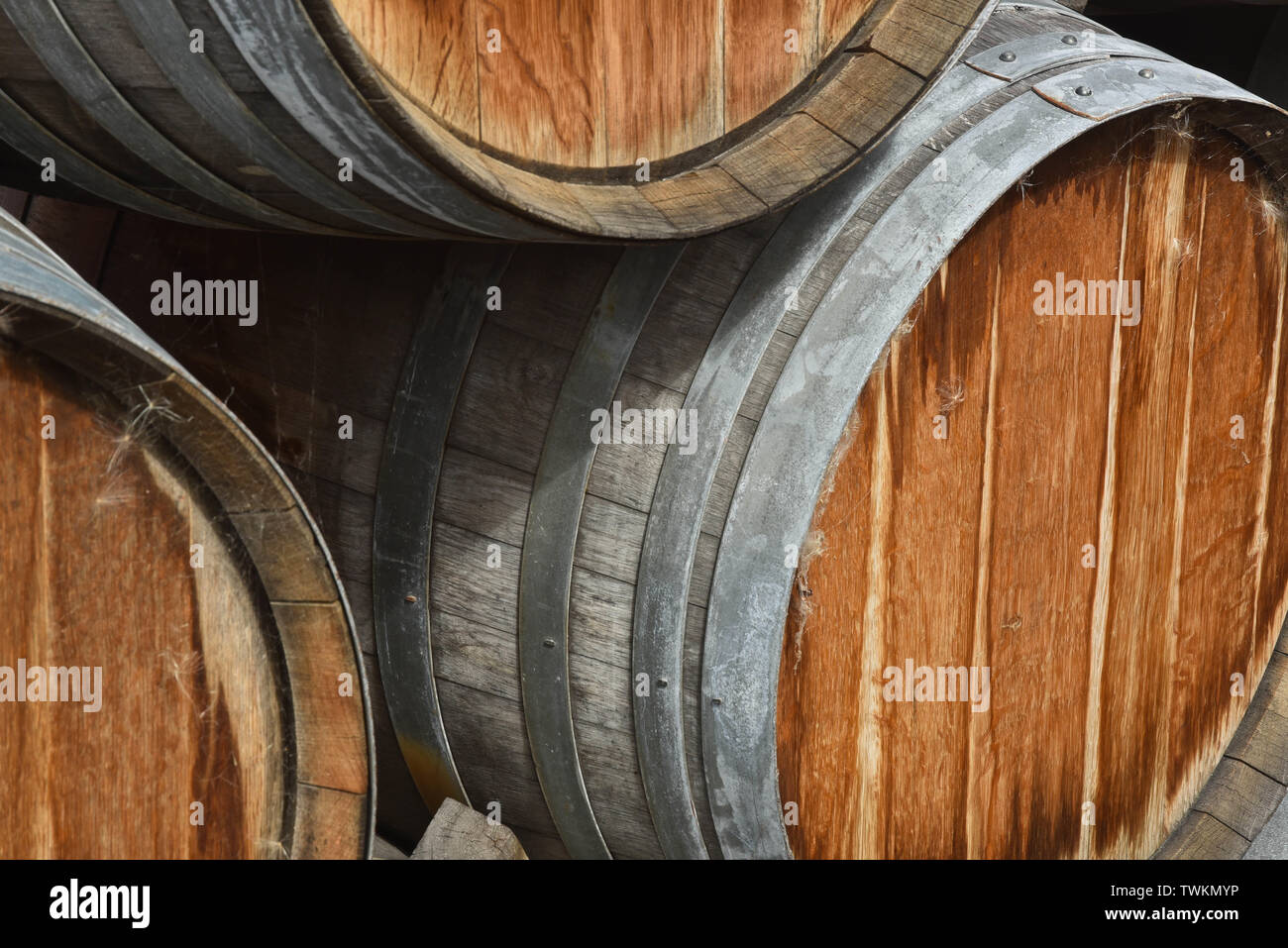 wine or ale casks stacked up Stock Photo - Alamy
