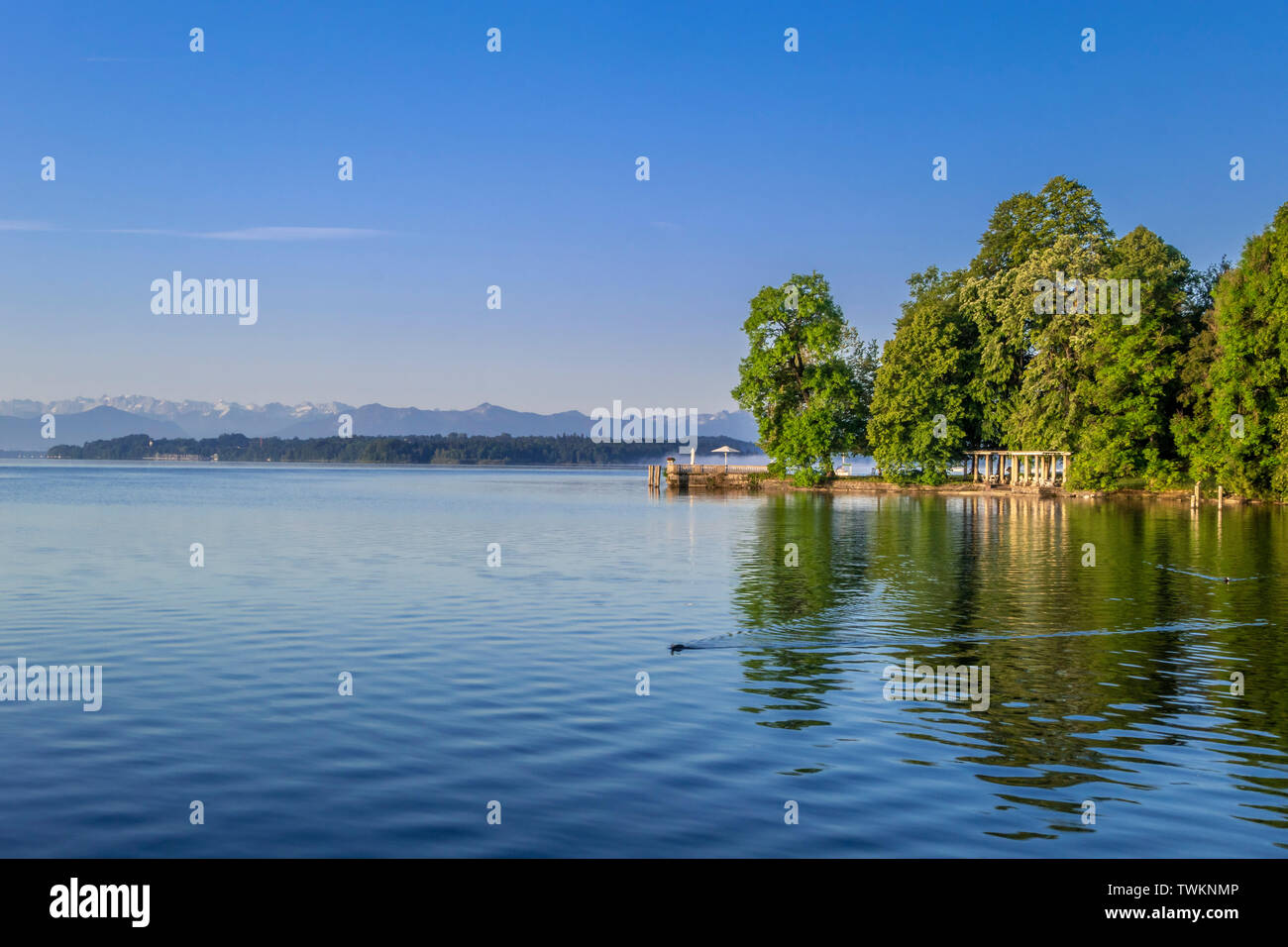 Lake Starnberg in Tutzing, Fuenfseenland, Upper Bavaria, Bavaria, Germany, Europe Stock Photo ...