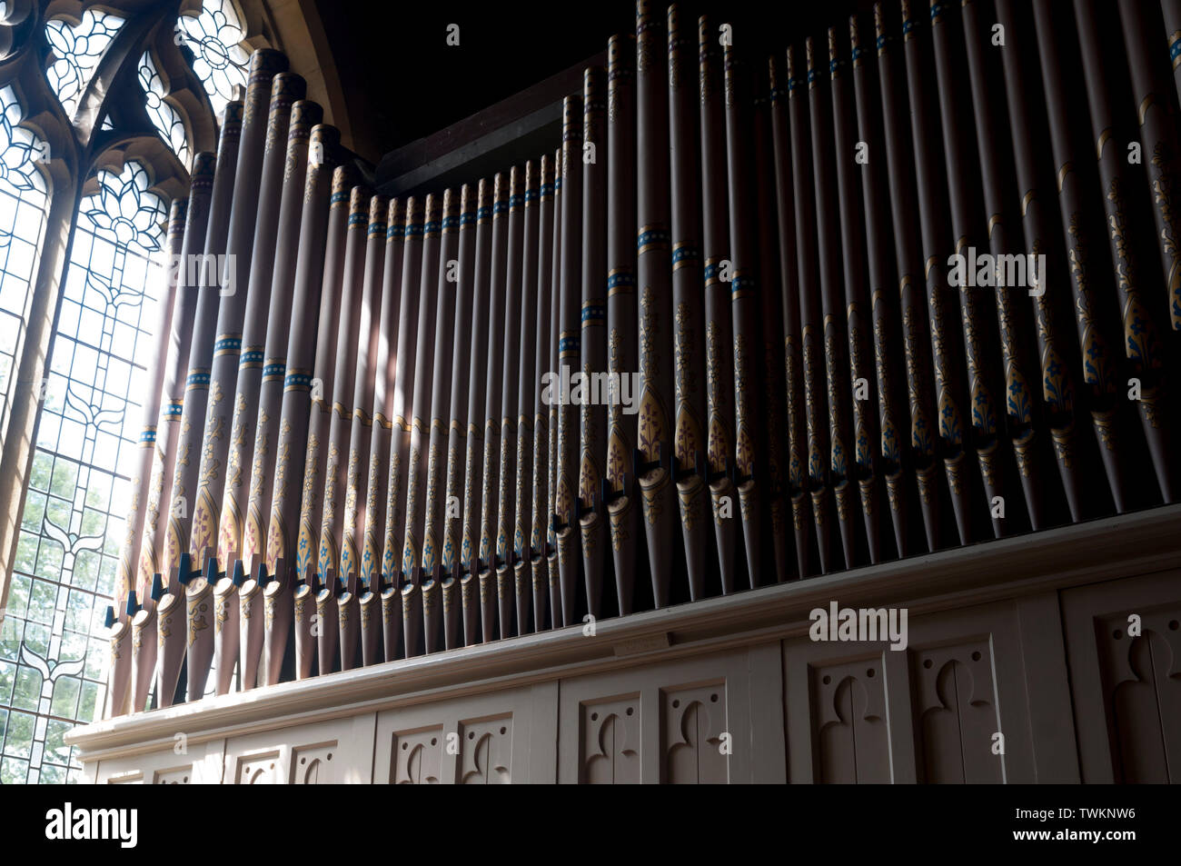 The organ in St. Giles Church, Medbourne, Leicestershire, England, UK ...