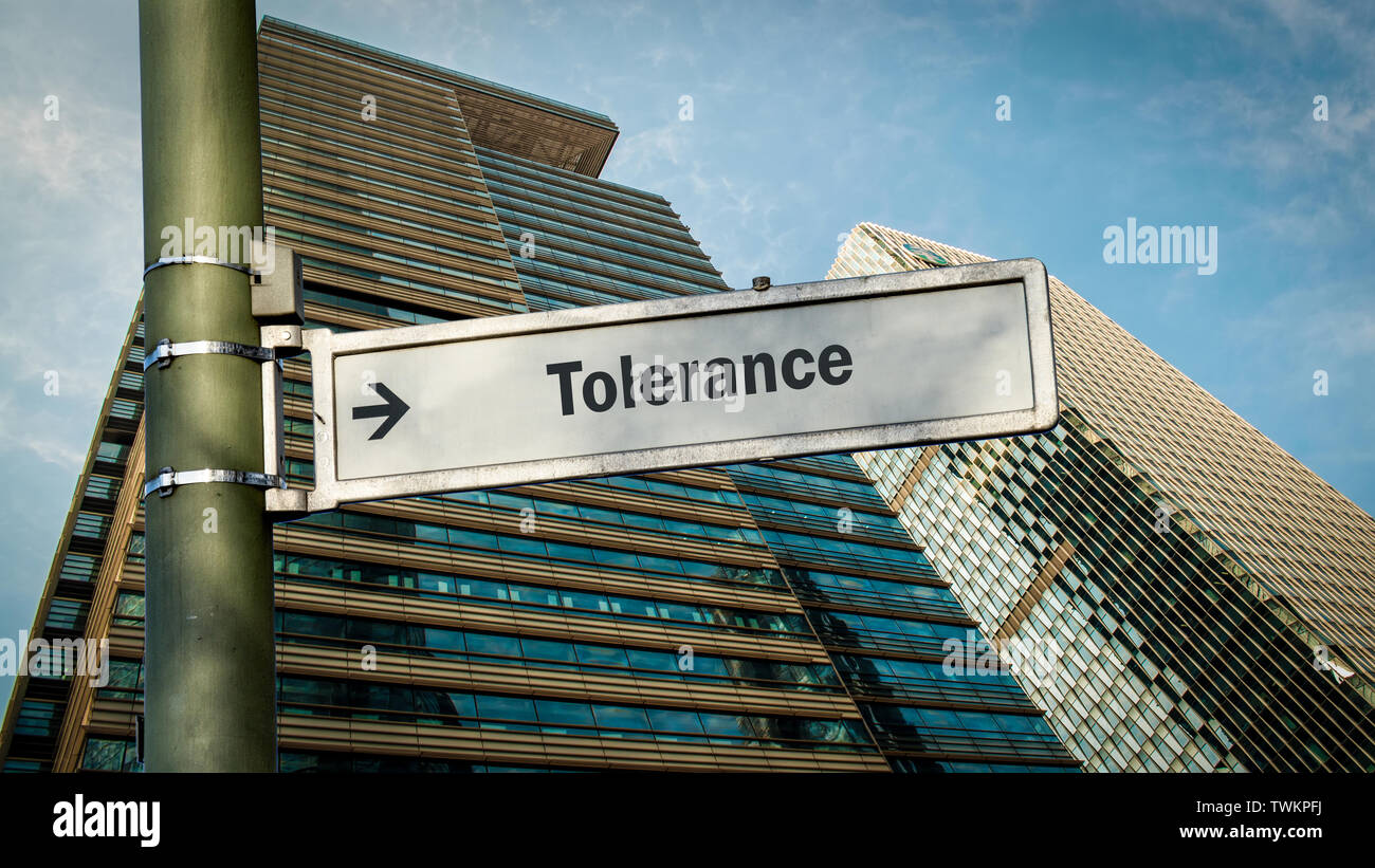 Street Sign the Direction Way to Tolerance Stock Photo - Alamy