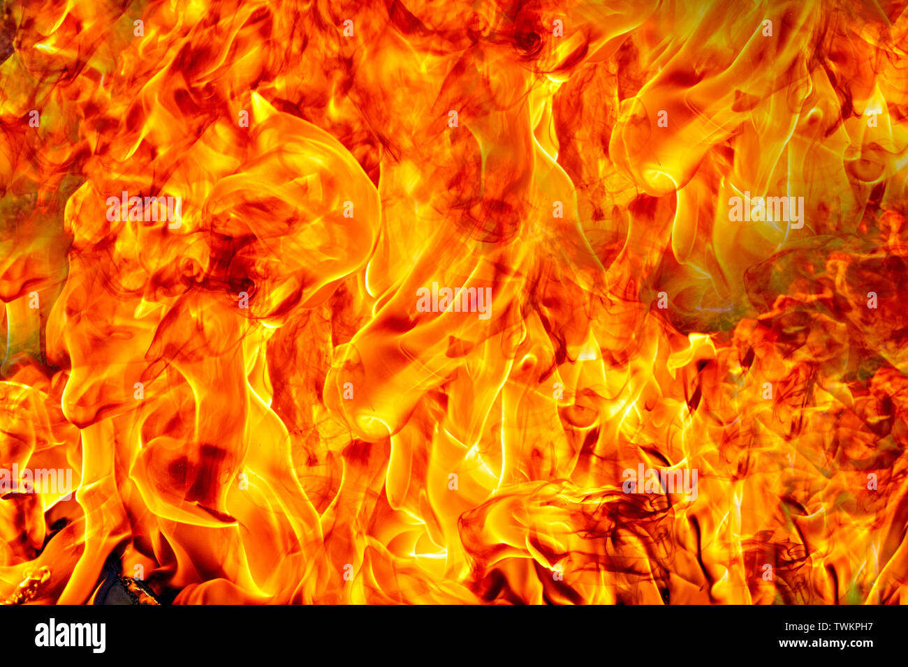 Fire flames on Abstract art black background, Burning red hot sparks ...