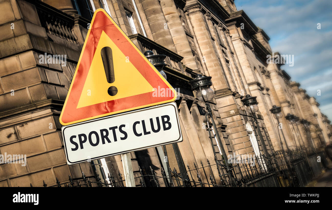 Street Sign the Direction Way to Sports Club Stock Photo - Alamy