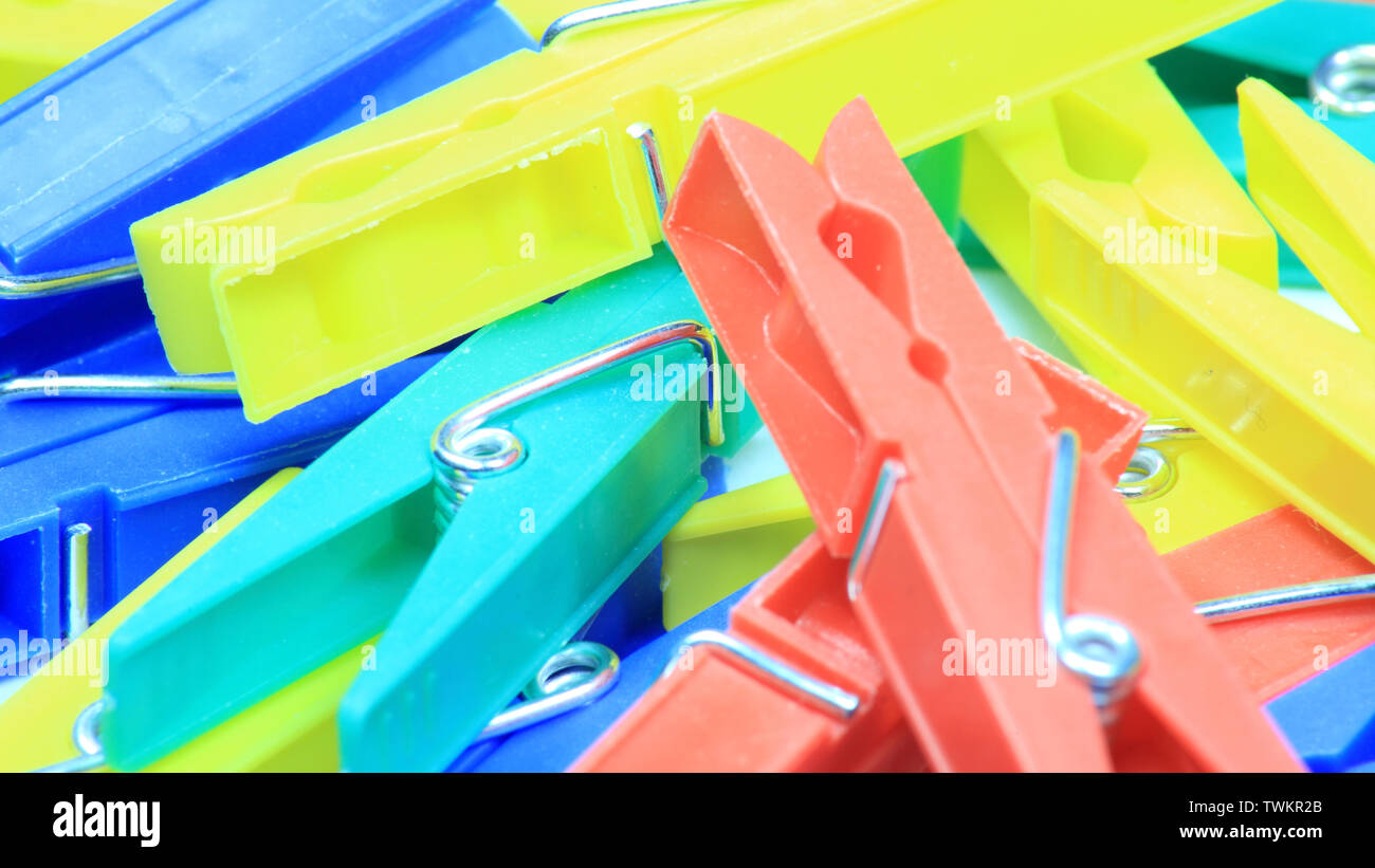 set of plastic clothespin Stock Photo - Alamy