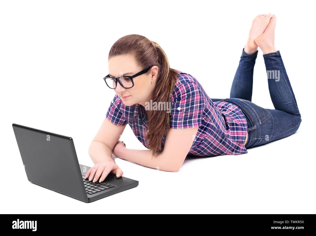 Businesswoman laptop working commerce Cut Out Stock Images & Pictures ...