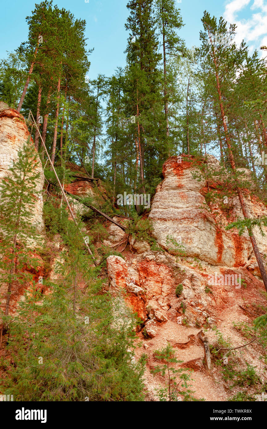 Karst massif gypsum rock Cockroach Log, Arkhangelsk region, Pinezhsky ...