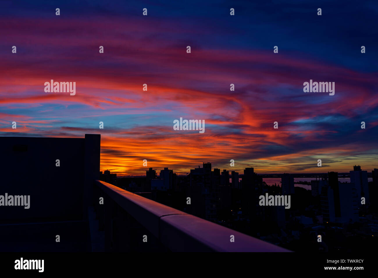 Beautiful and colorful cloudy sunset from my terrace Stock Photo - Alamy