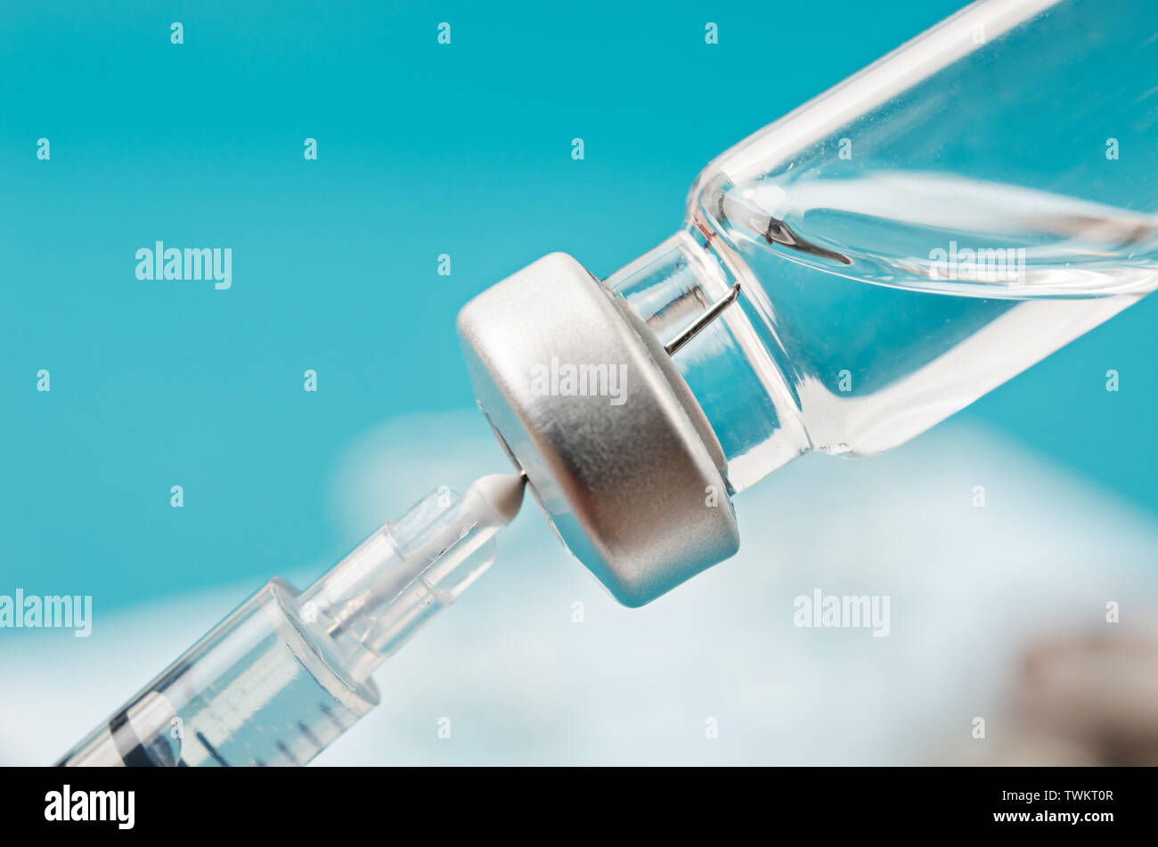 Vaccine vial dose with needle syringe, medical concept vaccination in ...