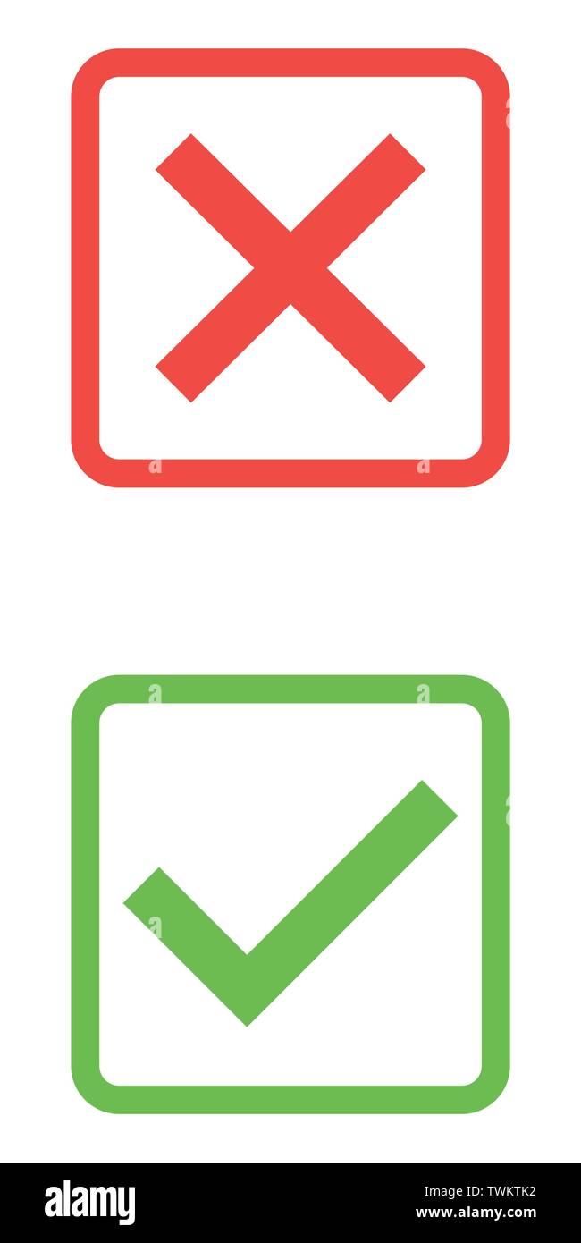 Thin line check mark icons. Green tick and red cross checkmarks flat ... Thin line check mark icons. Green tick and red cross checkmarks flat ...