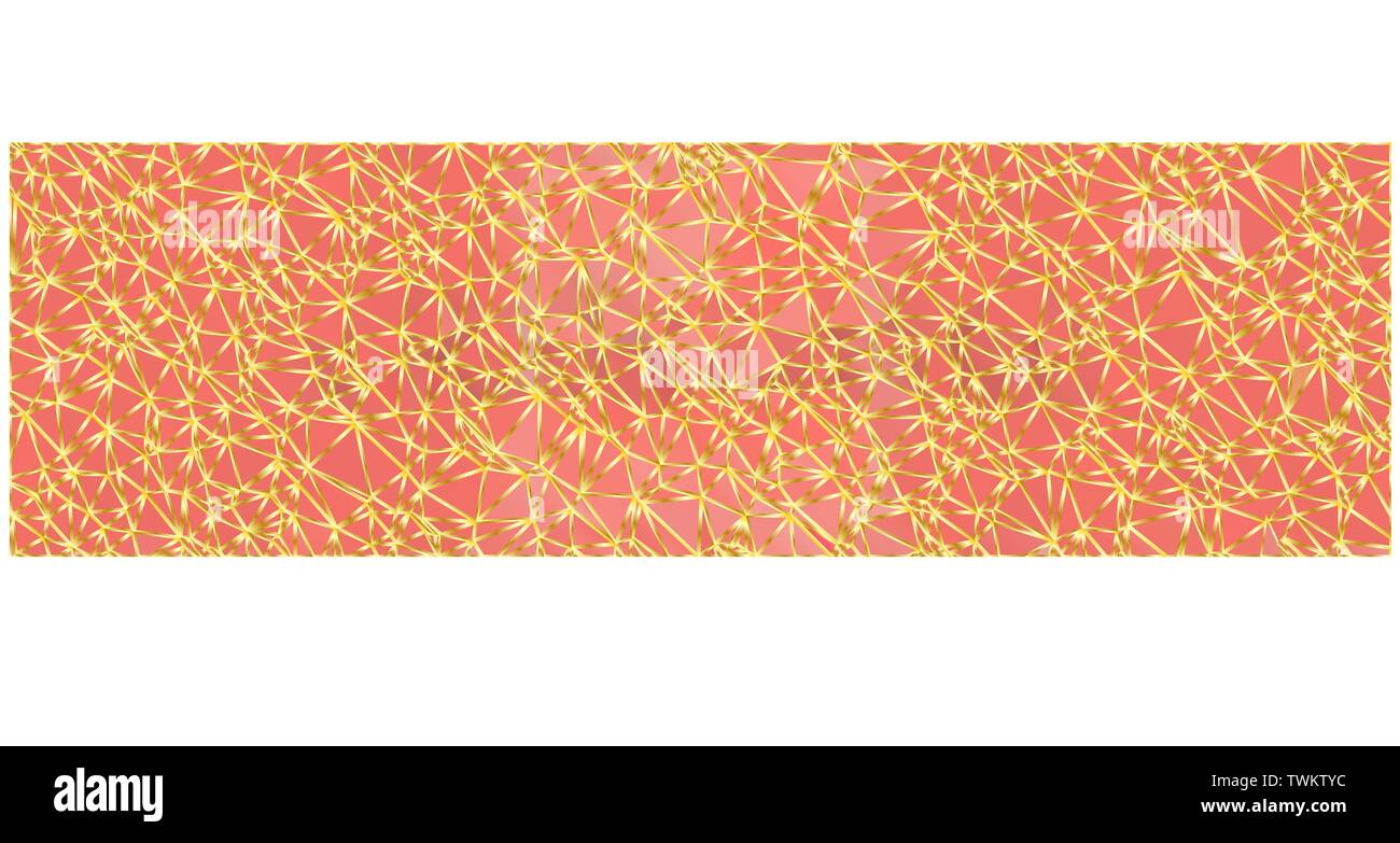 Coral color premium background with luxury polygonal pattern and gold ...