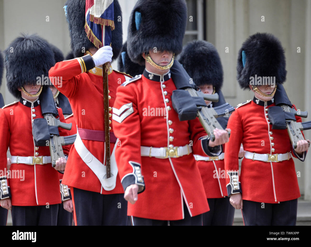 London, UK, June 2018. In the Wellington Barracks courtyard, royal ...