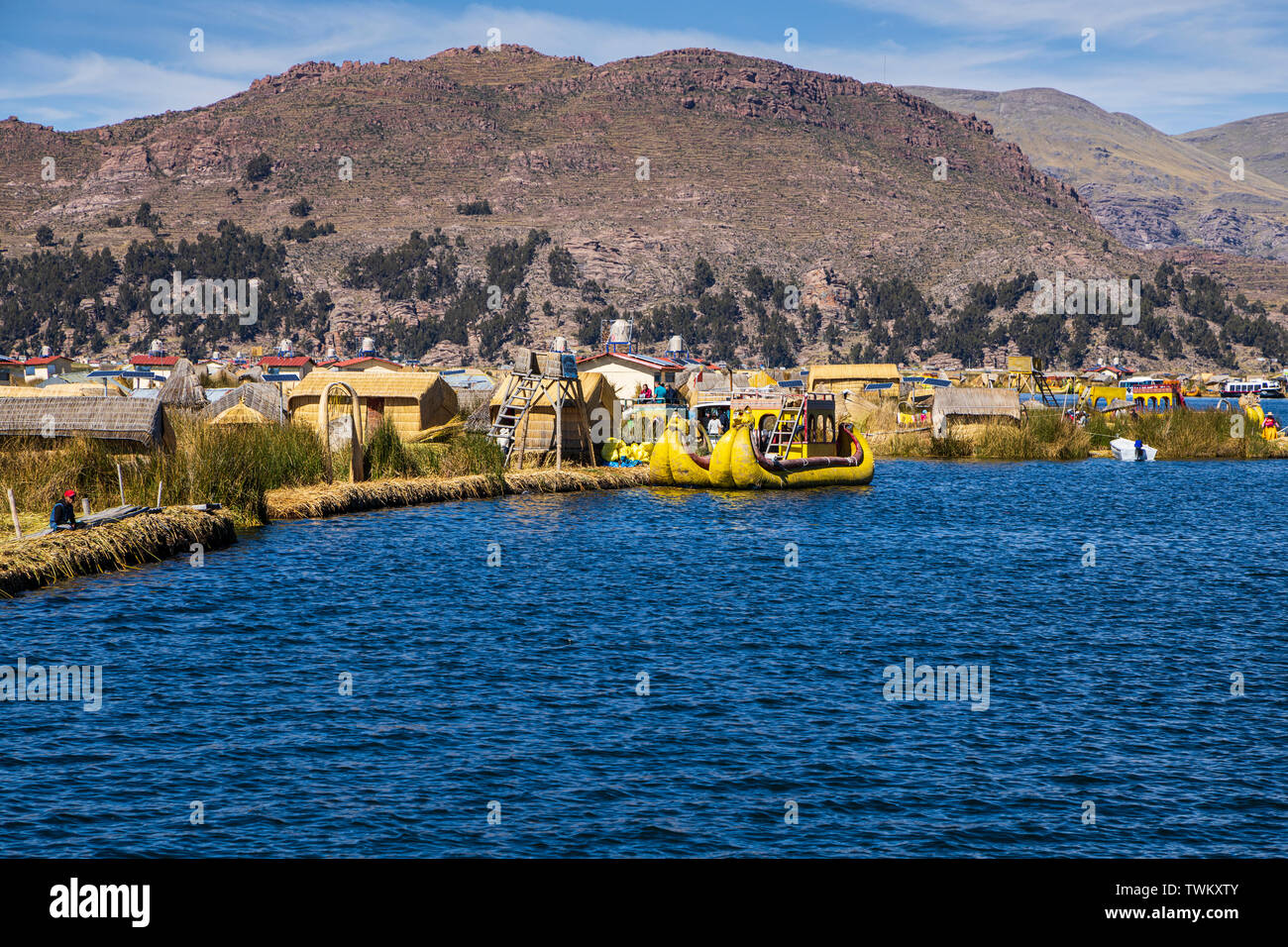 Uros islands, reed floating islands on Lake Titicaca, Peru, South ...