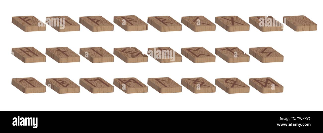 Set of Old Norse Scandinavian runes. Rune alphabet. Occult ancient ...