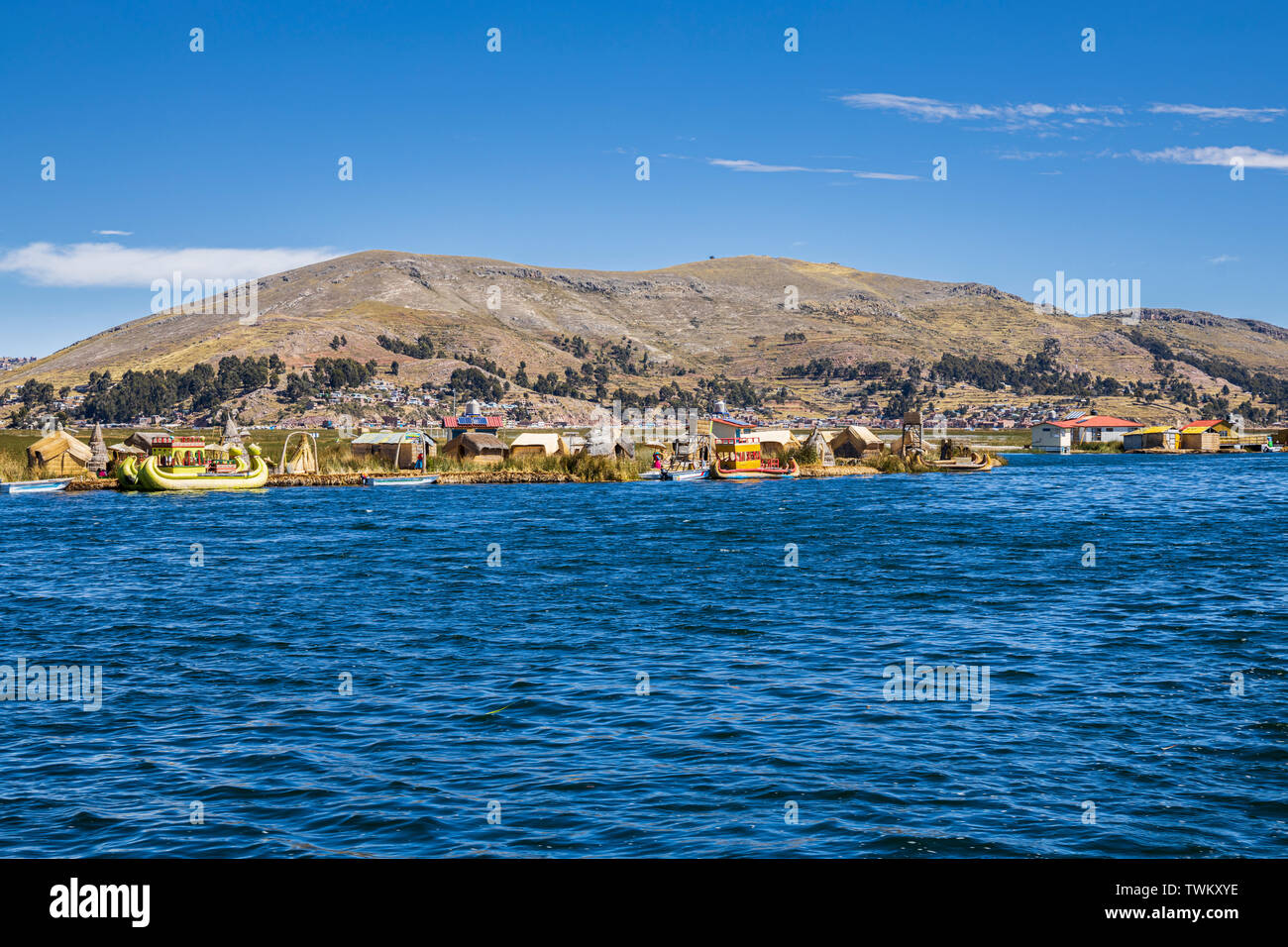 Uros islands, reed floating islands on Lake Titicaca, Peru, South ...