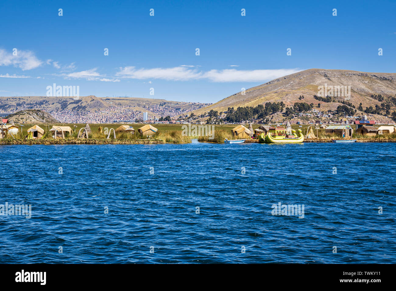 Uros islands, reed floating islands on Lake Titicaca, Peru, South ...