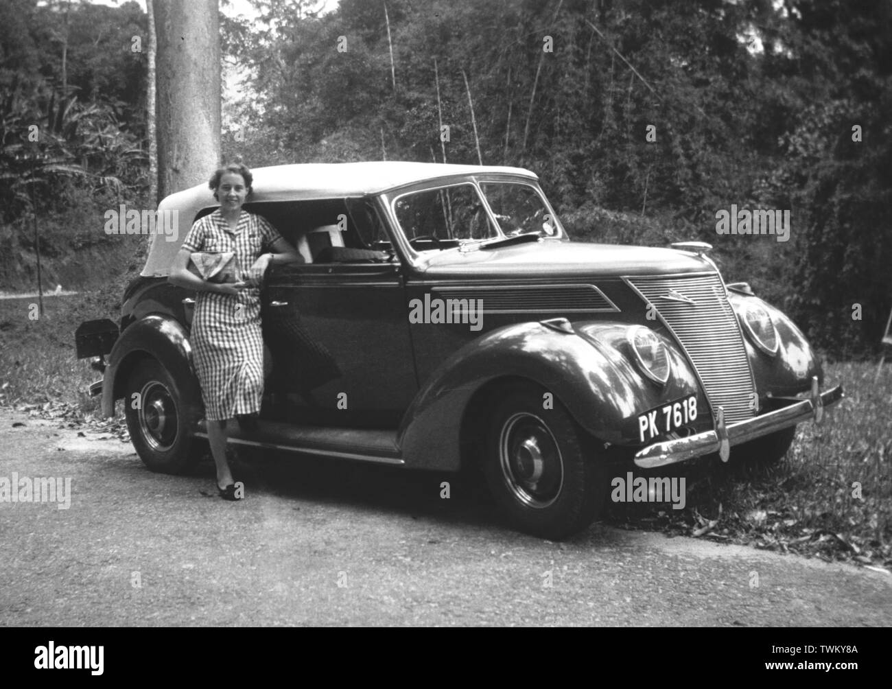 A woman poses by a Ford Matford V8 Vintage French Car Reg PK 7618 c1938 ...