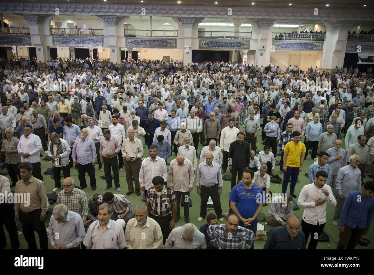 Tehran, Tehran, Iran. 21st June, 2019. Iranian worshippers perform ...