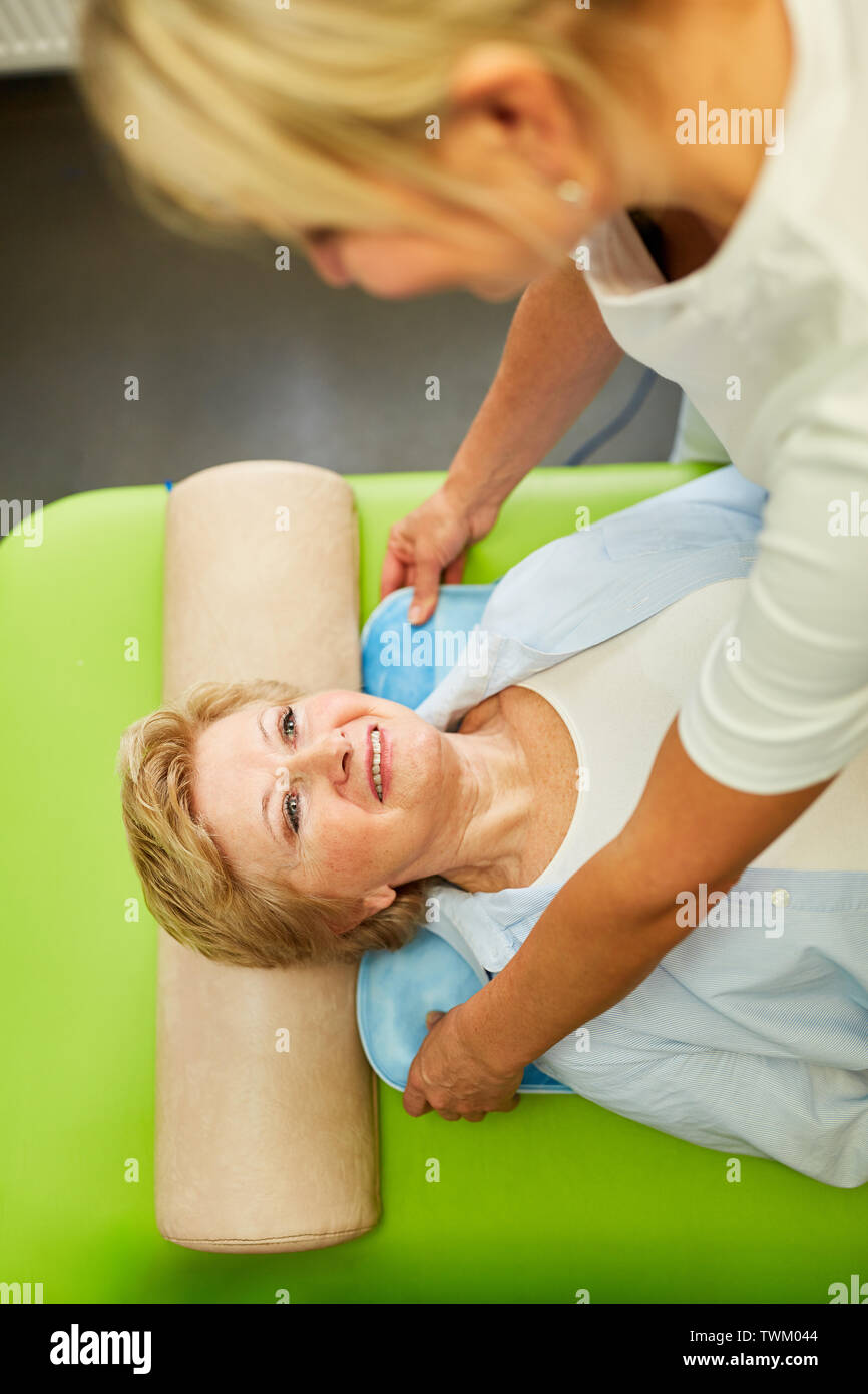 The patient receives a caring magnetic field therapy for neck pain from ...