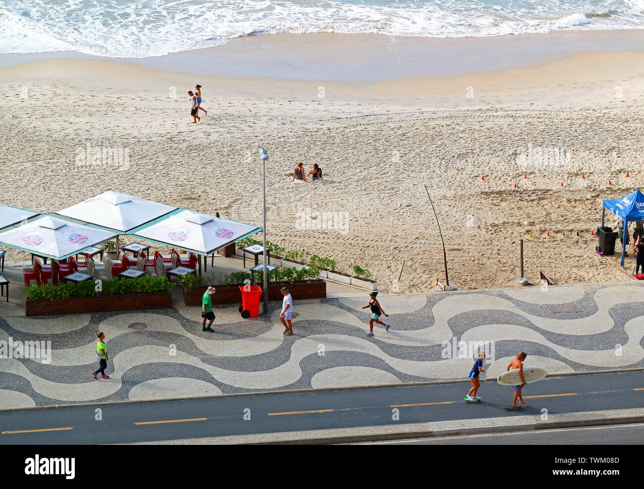 The Morning Scene of Copacabana Beach in Rio de Janeiro, Brazil, South ...