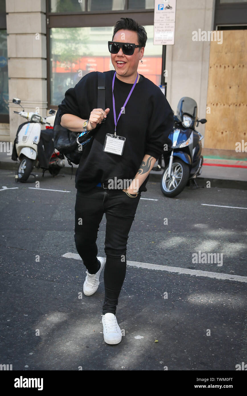 TV Fashion Presenter Gok Wan arriving at BBC Radio Two Studios - London ...