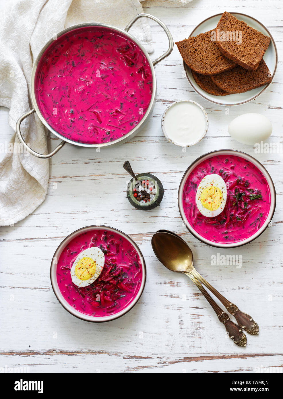 Beetroot soup. Holodnik. Cold summer vegetarian dish of bees, cucumbers ...