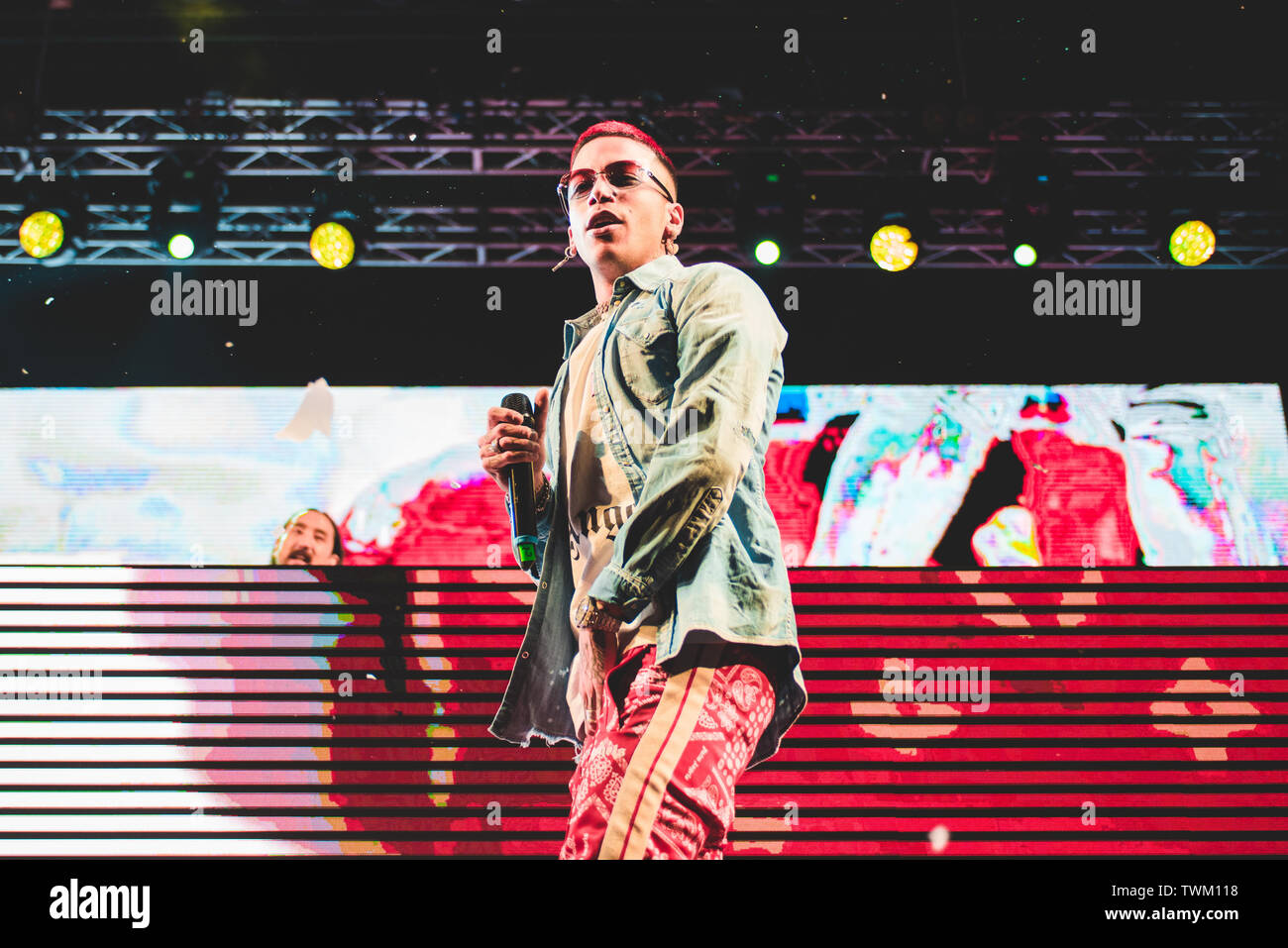 Grugliasco, Italy. 20th June, 2019. The Italian trapper Sfera Ebbasta ...
