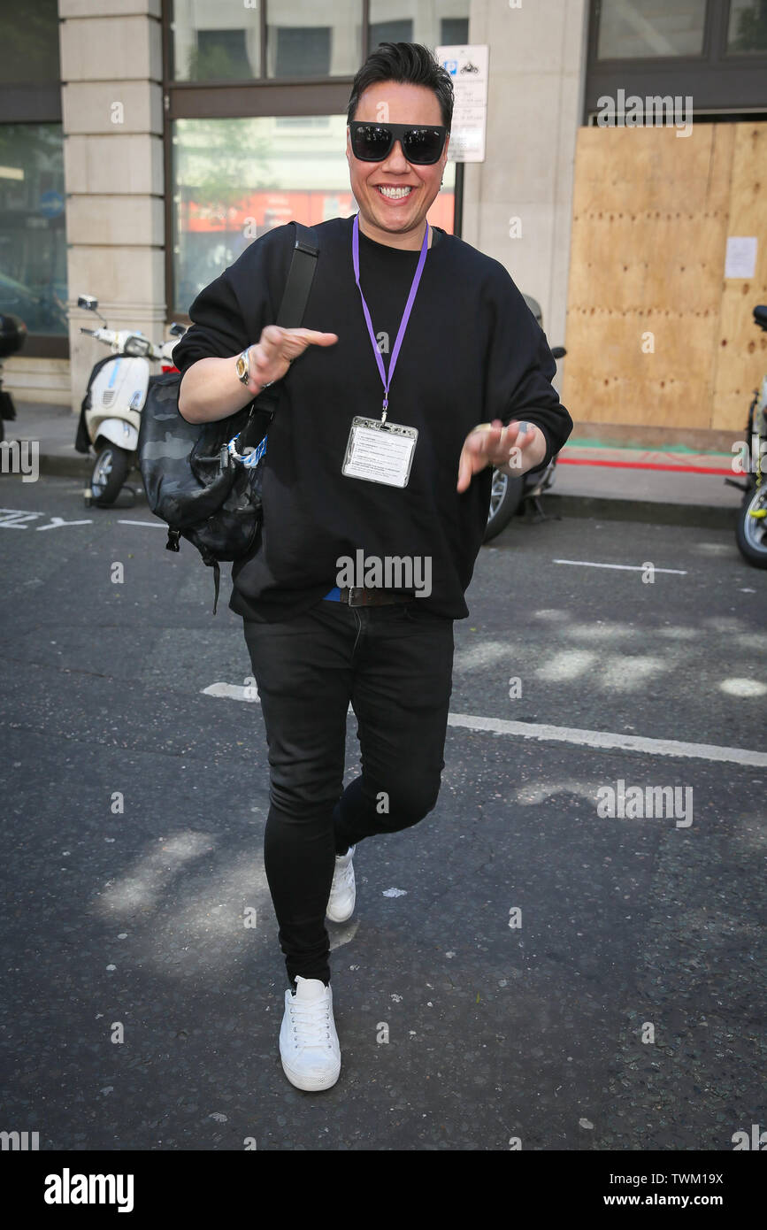 TV Fashion Presenter Gok Wan arriving at BBC Radio Two Studios - London ...