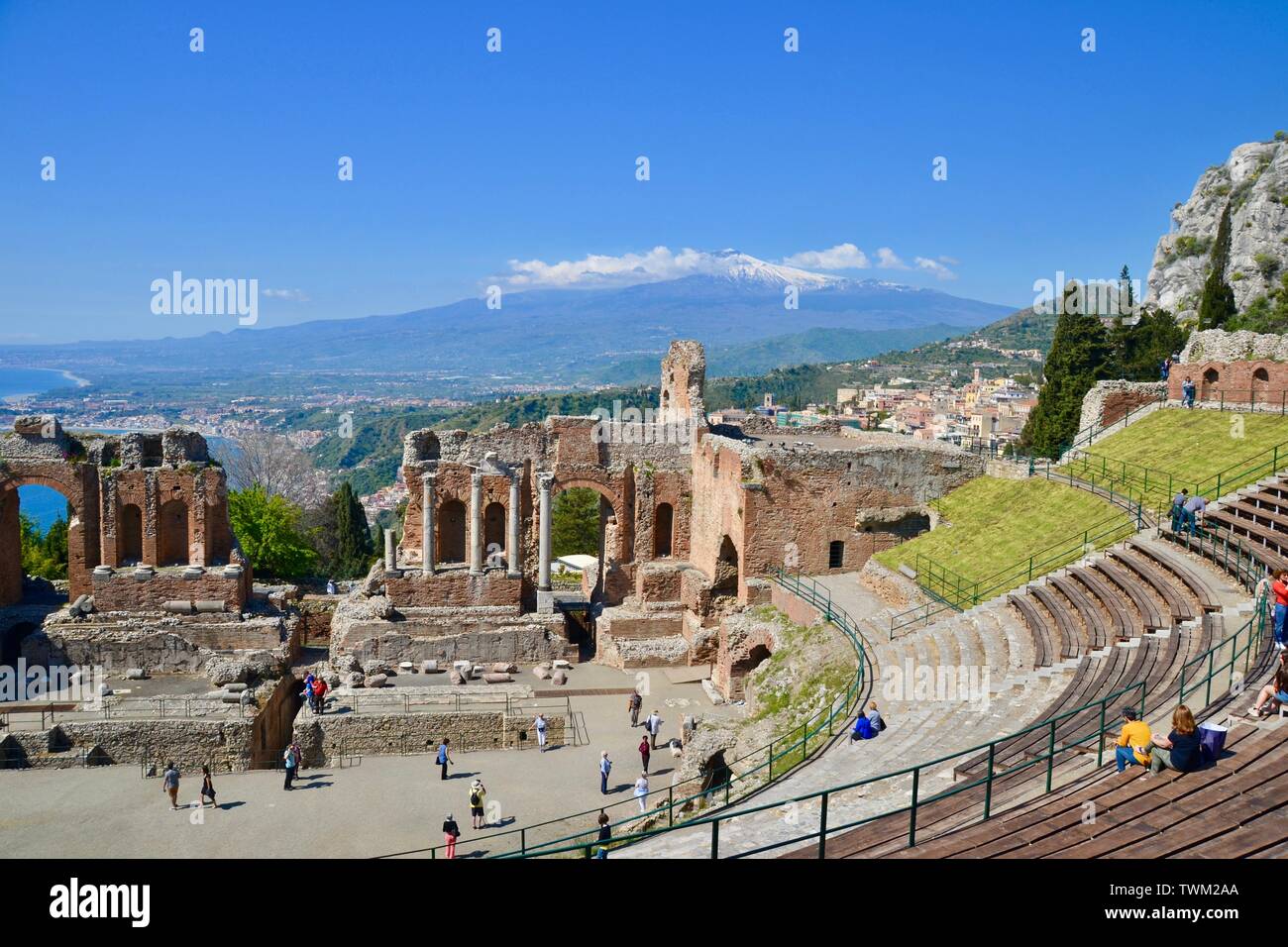 Greek Roman Theatre in Taormina Sicily Stock Photo - Alamy