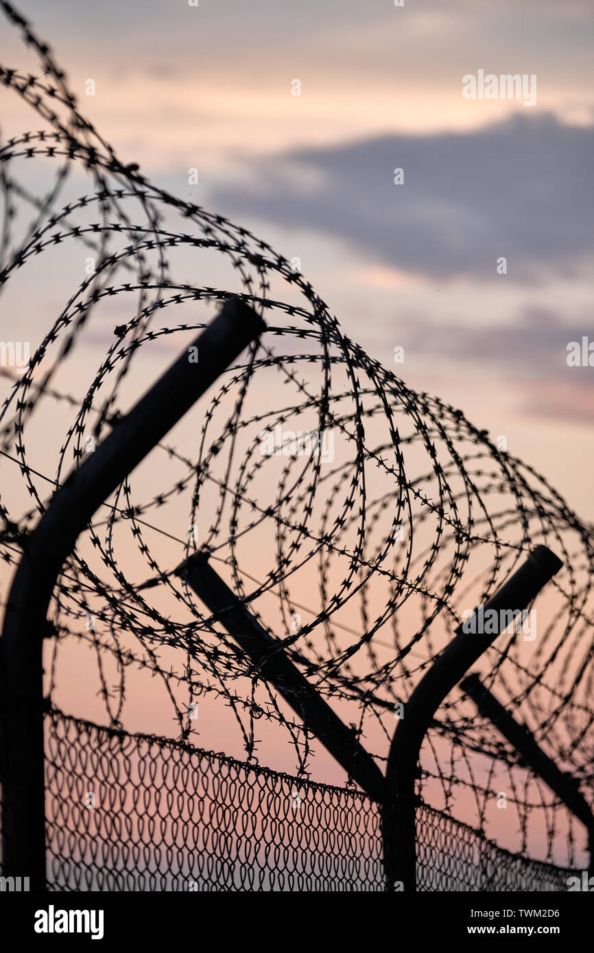 Vertical shot razor wire fence hi-res stock photography and images - Alamy