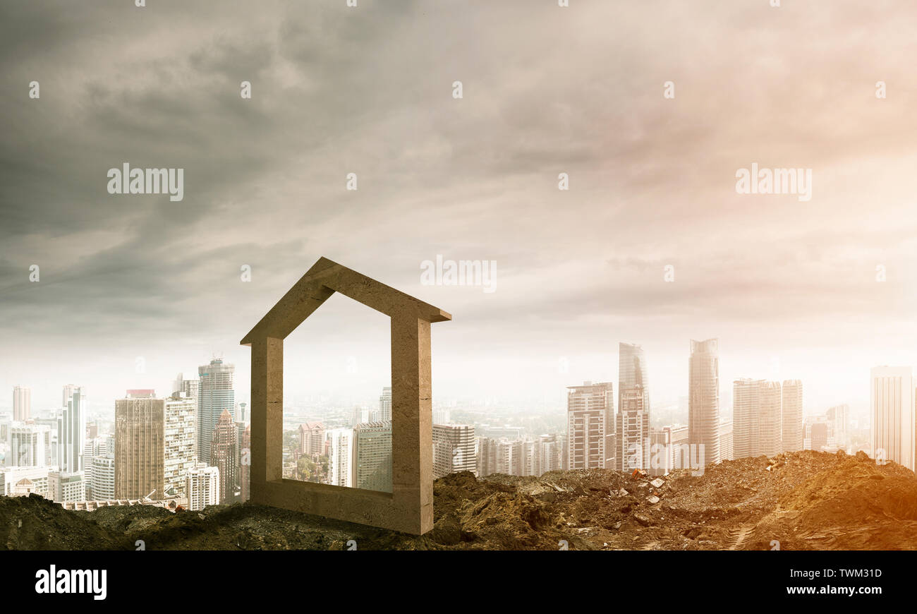 House stone figure as symbol of construction and real estate outdoors ...