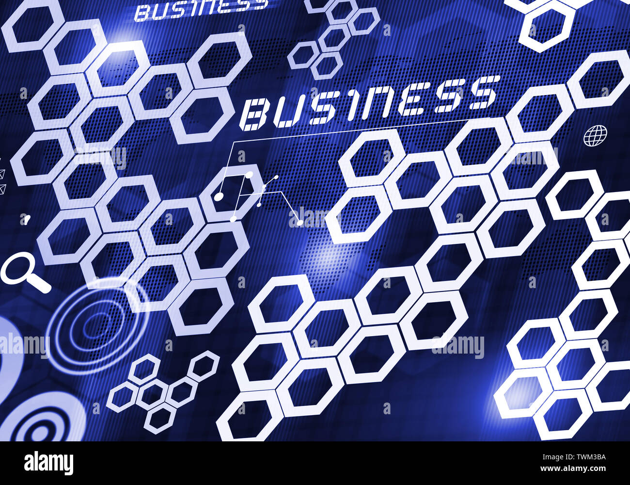Digital business background image with icons on media screen Stock ...