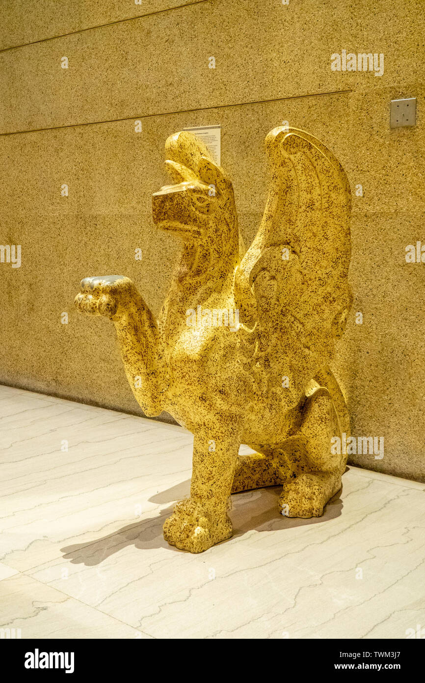 Gold gilded griffin in the full scale replica of Parthenon in ...