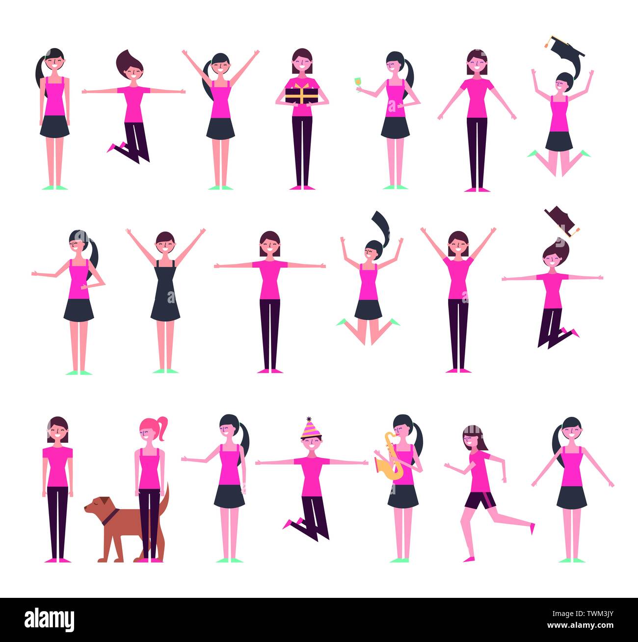 group of girls doing activities characters Stock Vector Image & Art - Alamy