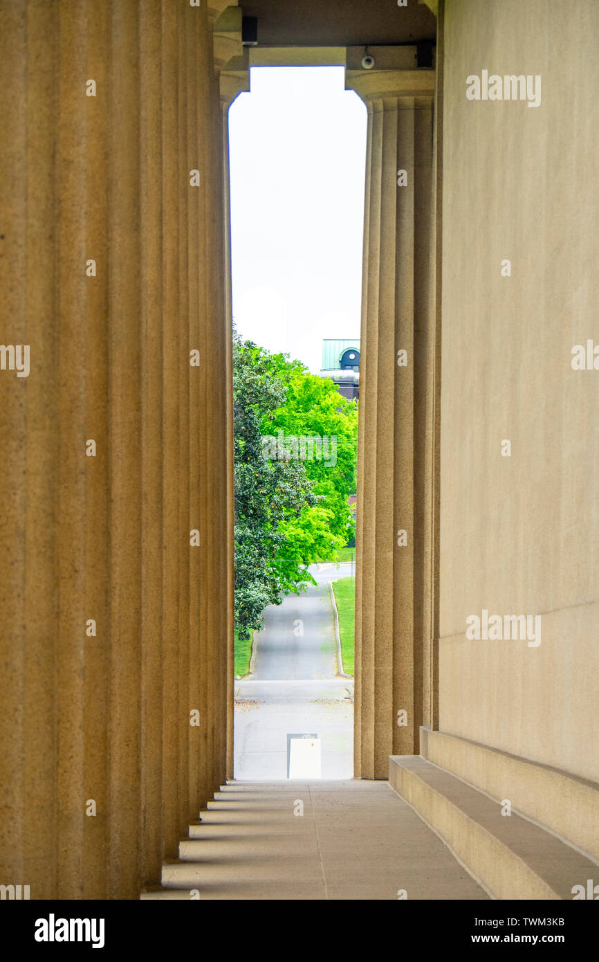 Side wall and columns of full scale replica of Parthenon in Centennial ...