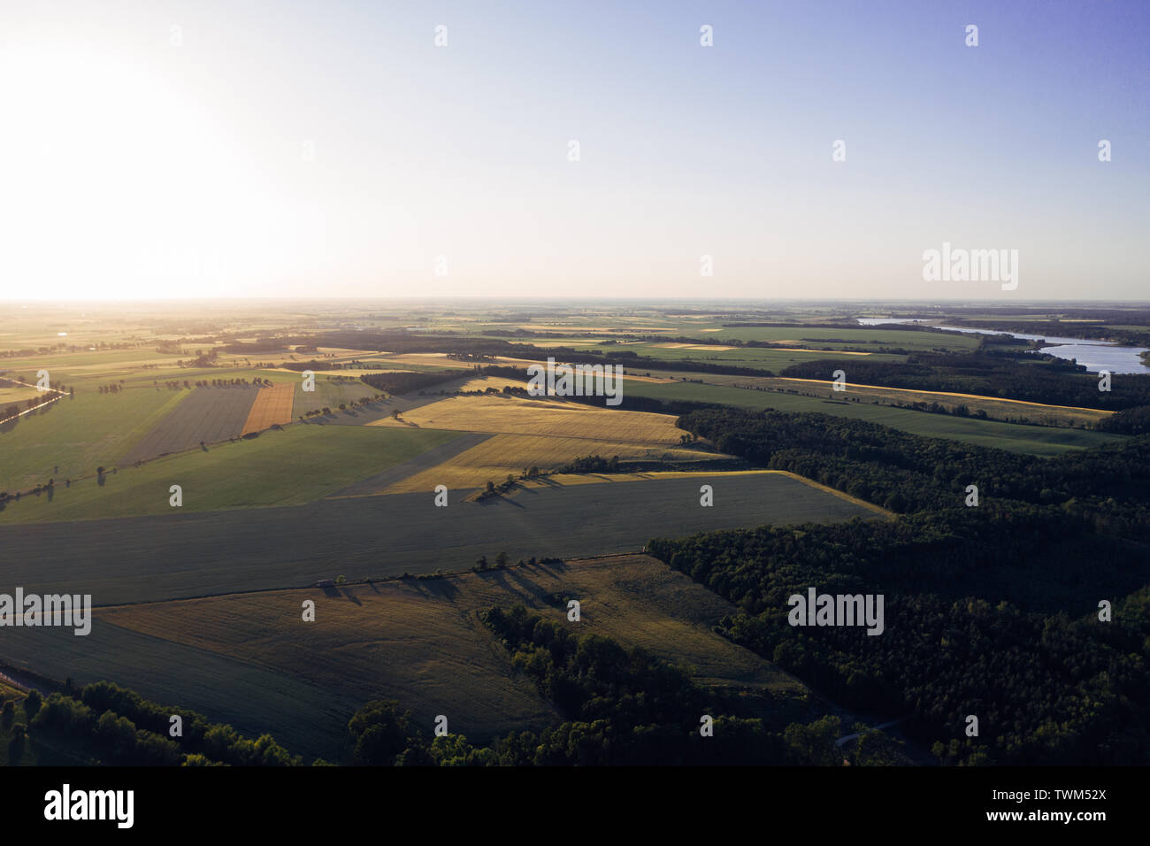 Aerial flying over fields forest hi-res stock photography and images ...
