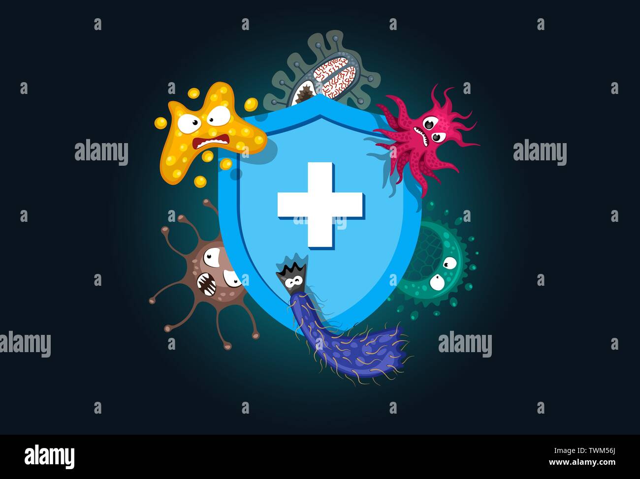 Immune System Concept Hygienic Medical Blue Shield Protecting From