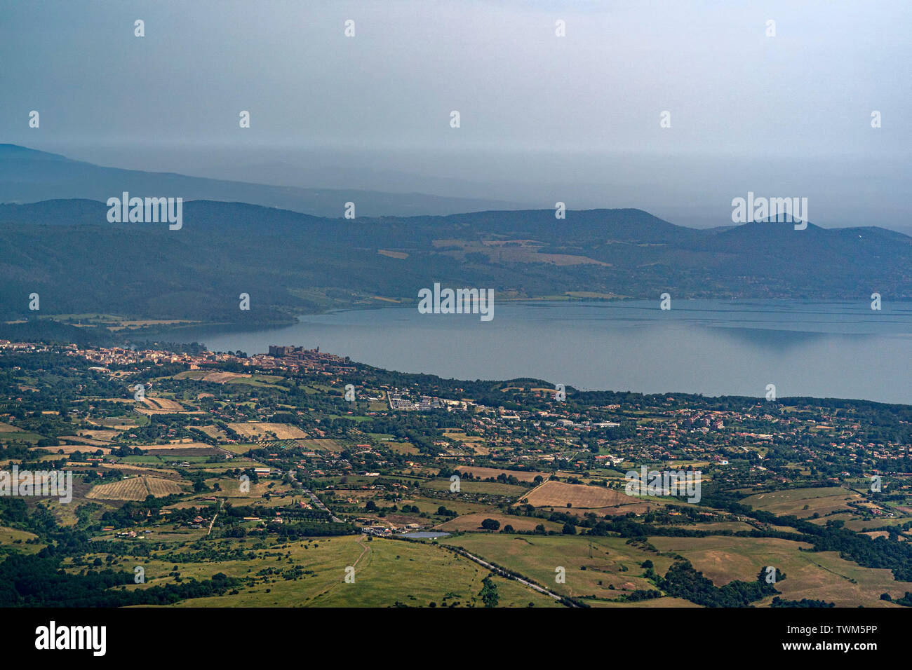 bracciano lake italy aerial view panorama Stock Photo - Alamy