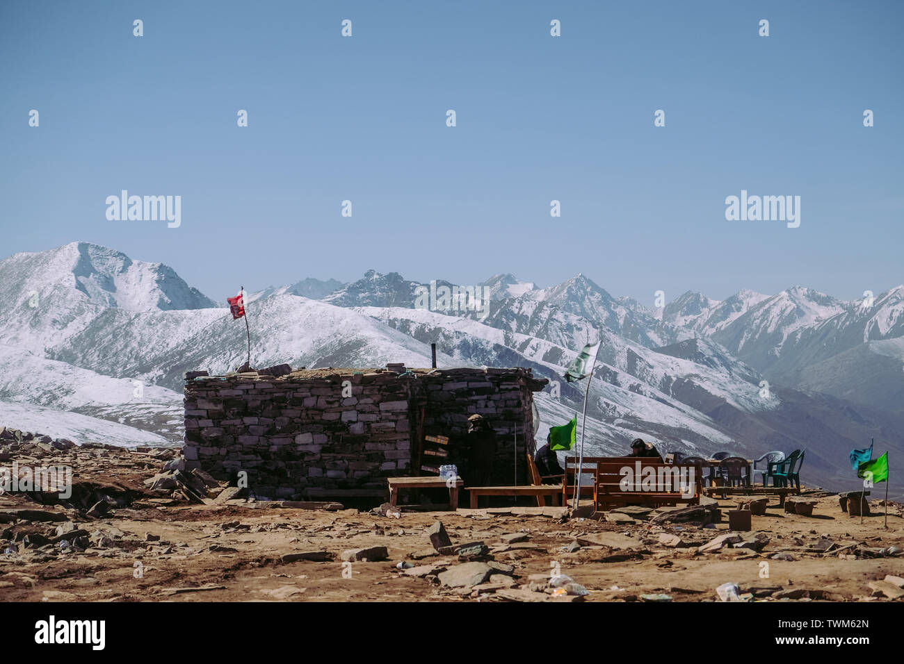 Nature landscape view of snow capped mountain range. Babusar pass ...