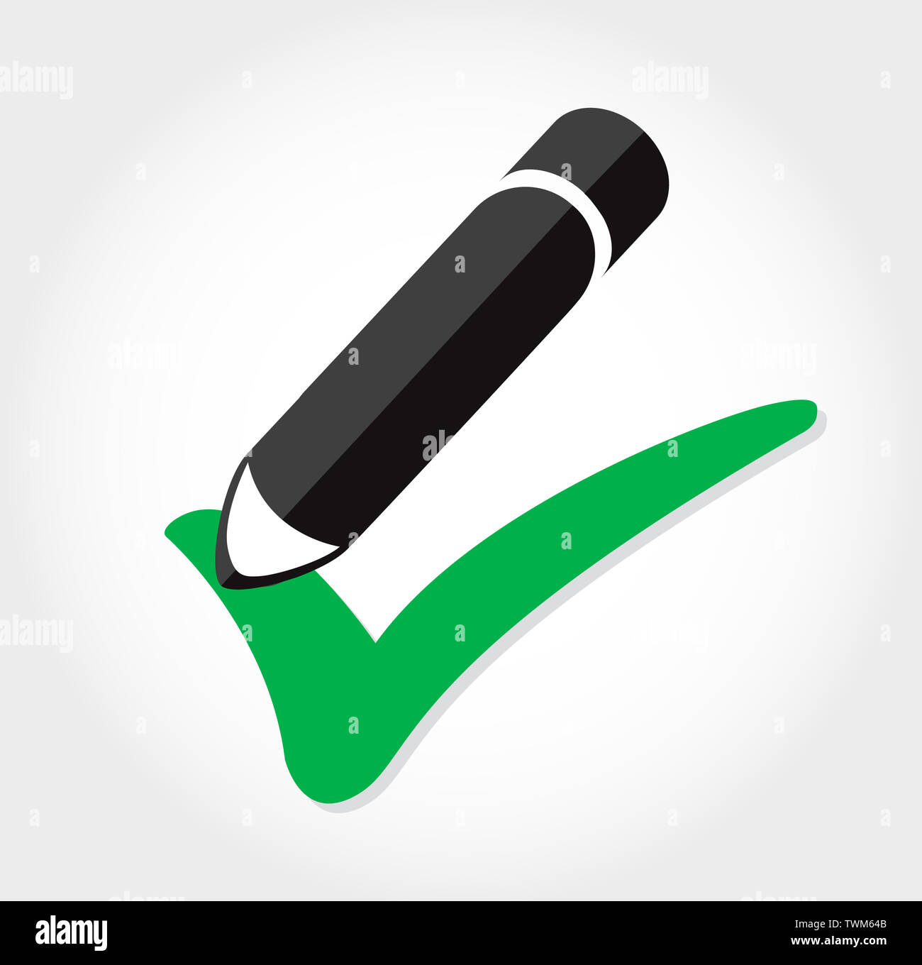 true icon vector , pencil writing true icon Stock Photo - Alamy