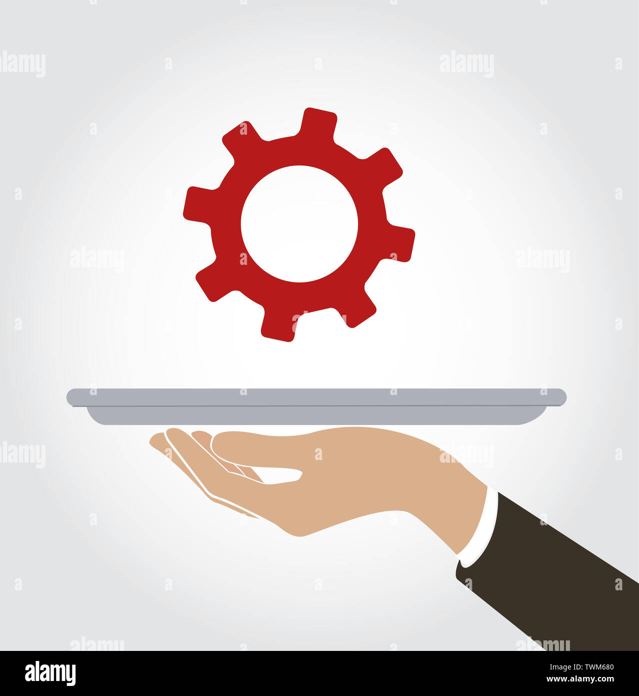 waiter serve gear icon meaning innovation , dish up gear Stock Photo ...