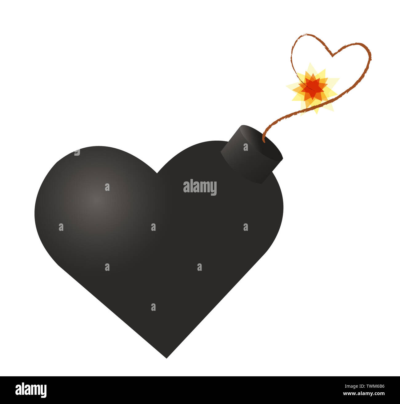 BOMB heart icon , bomb ready to explode , heart attack icon Stock Photo ...