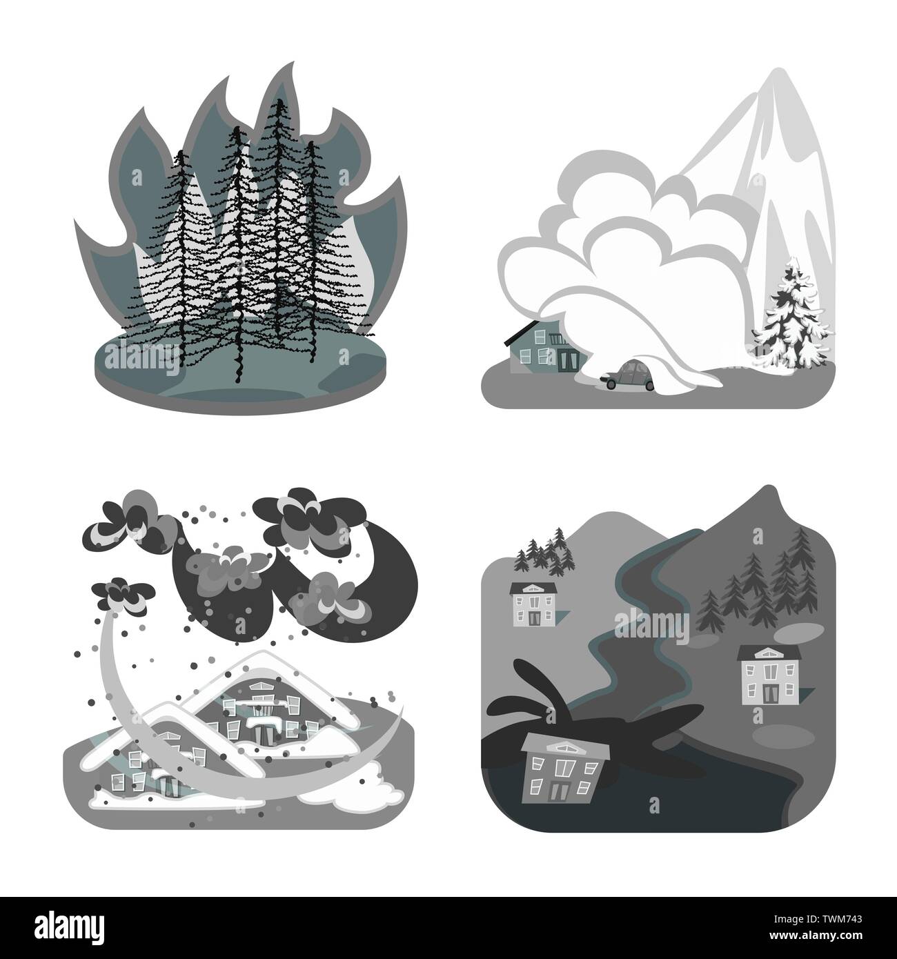 Vector illustration of nature and apocalypse icon. Collection of nature ...