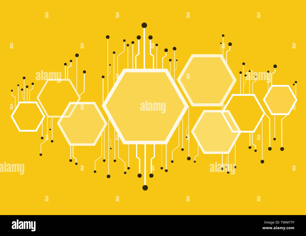 abstract bee hive , hexagon and technology line background Stock Photo ...
